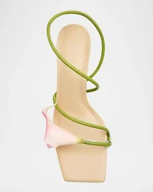 Cult Gaia Ria Calla Lily Leather Sandals - Pink Multi