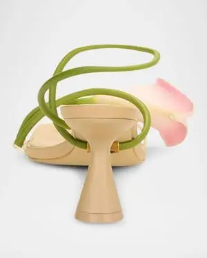 Cult Gaia Ria Calla Lily Leather Sandals - Pink