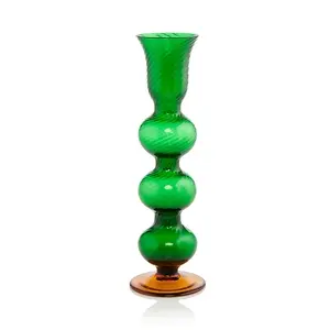 La DoubleJ Bubble Murano Glass Candle Stick - Green