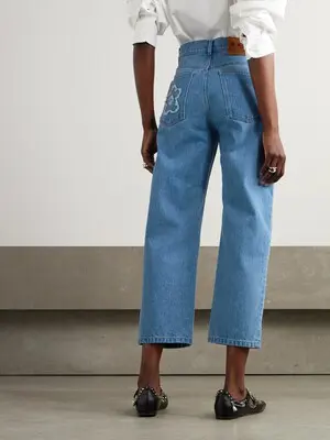 Marni Cropped Appliquéd Straight-leg Jeans