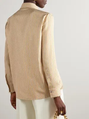 Versace Chain Print Silk Twill Shirt - Yellow