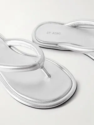 ST. AGNI Sumi Padded Metallic Leather Flip Flops