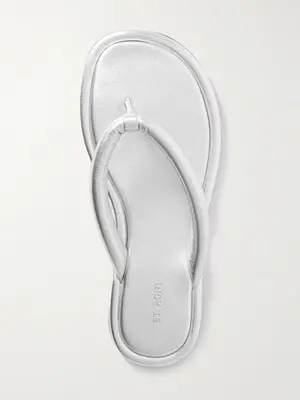 ST. AGNI Sumi Padded Metallic Leather Flip Flops