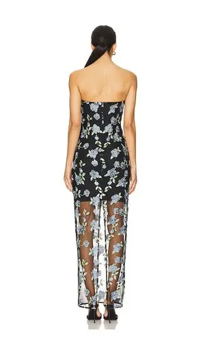 ROTATE BY BIRGER CHRISTENSEN Flower Mesh Tube Maxi Dress