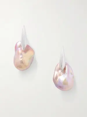 Bottega Veneta Silver And Pearl Drop Earrings - Pink