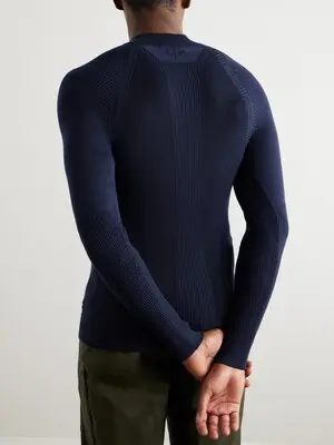 Loro Piana Ribbed Virgin Wool-blend Ski Base Layer - Blue