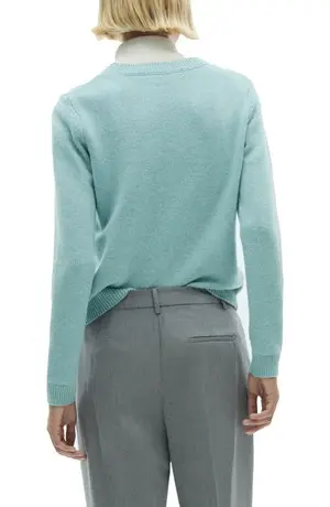 Mango Long Sleeve Crewneck Sweater - Sky Blue