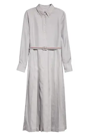 Thom Browne Long Sleeve Pleated Midi Shirtdress