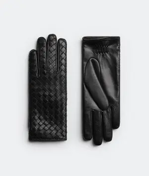 BOTTEGA  VENETA Bottega Veneta Intrecciato Leather Gloves - Black