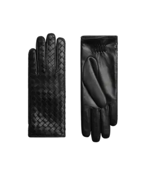 Bottega Veneta Intrecciato Leather Gloves - Nero