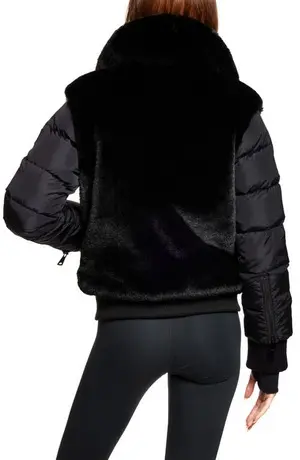 Sam. Carlie Faux Fur Quilted Down Puffer Jacket - Black