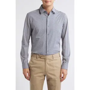 Zanella Tile Neat Knit Cotton Blend Dress Shirt