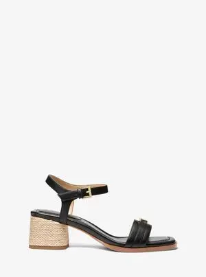 Michael Kors Mandy Leather Block Heel Sandal