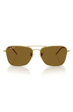 Ray-ban 53mm Polarized Square Sunglasses - Gold Flash