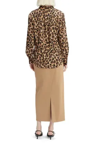 Bardot Print Satin Button-up Shirt
