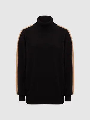 REISS Nova Colourblock Knitted Roll Neck Jumper