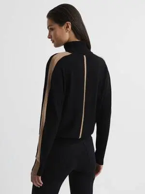 REISS Nova Colourblock Knitted Roll Neck Jumper