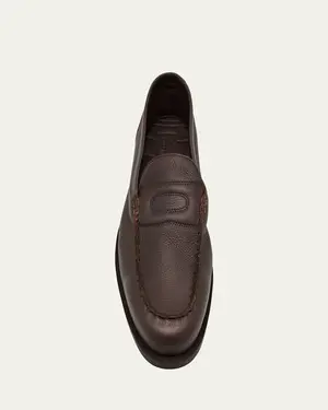 John Lobb Pace Grained Leather Penny Loafers - Dark Brown