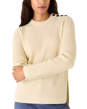 Whistles Button Trim Wool Sweater