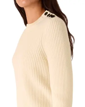 Whistles Button Trim Wool Sweater