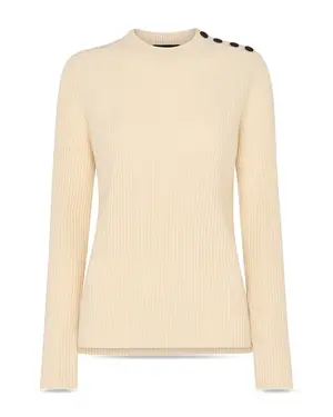 Whistles Button Trim Wool Sweater