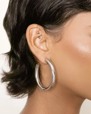 Ettika Large Hoop Earrings - Silver