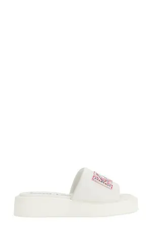Karl Lagerfeld Paris Karl Lagerfeld Opal Studded Platform Slides - Bright White With Appliques