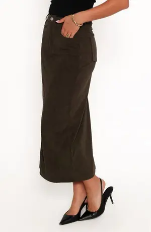 PETAL & PUP Myra Corduroy Midi Skirt