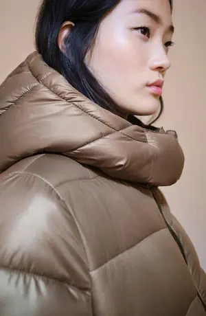 Mango Water Repellent Hooded Quilted Coat