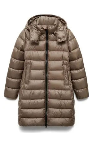 Mango Water Repellent Hooded Quilted Coat