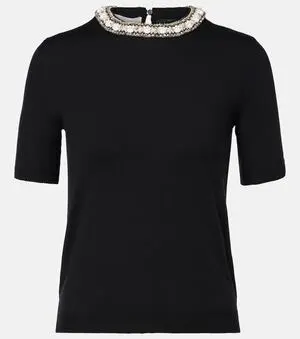 Valentino Garavani Embroidered Virgin Wool Top