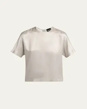 Giorgio Armani Cupro Short-sleeve Blouse - Silver
