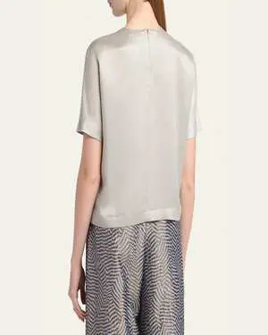 Giorgio Armani Cupro Short-sleeve Blouse - Silver