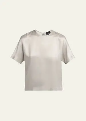 Giorgio Armani Cupro Short-sleeve Blouse - Silver