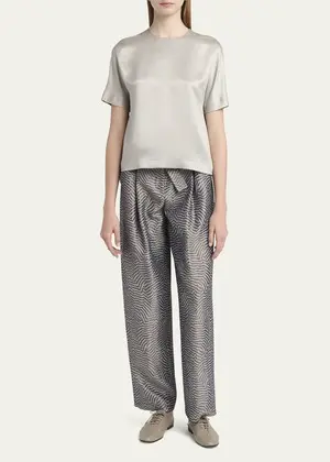 Giorgio Armani Cupro Short-sleeve Blouse - Silver