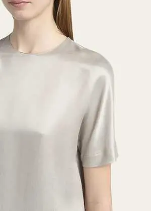 Giorgio Armani Cupro Short-sleeve Blouse - Silver