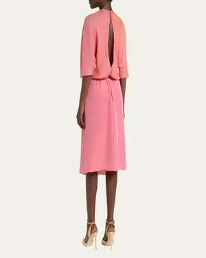 Giorgio Armani Iridescent Chiffon Midi Dress