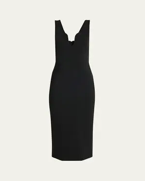 Giorgio Armani Stretch Jersey Midi Dress - Solid Black