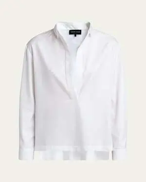 Giorgio Armani Cotton Twill Tunic Blouse