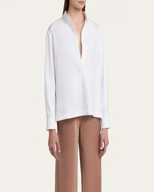 Giorgio Armani Cotton Twill Tunic Blouse