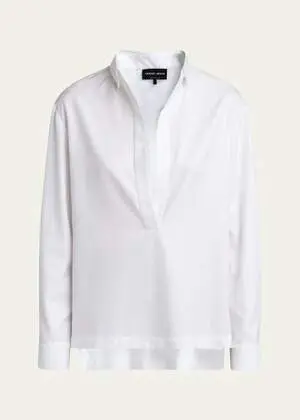 Giorgio Armani Cotton Twill Tunic Blouse