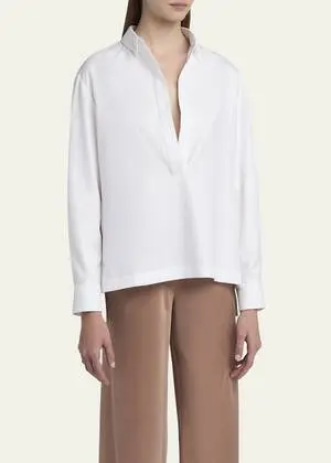 Giorgio Armani Cotton Twill Tunic Blouse