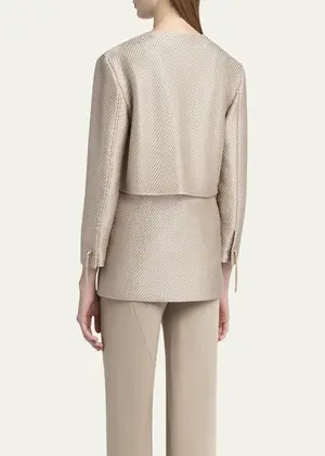 Giorgio Armani Raffia Jersey Jacquard Tie Jacket
