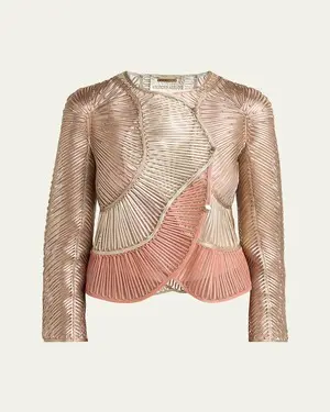 Giorgio Armani Metallic Soutache Leather Jacket