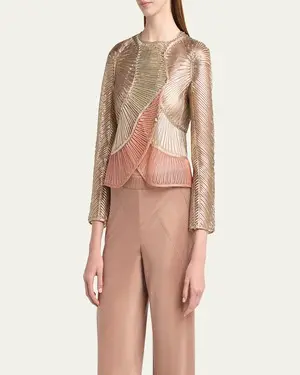 Giorgio Armani Metallic Soutache Leather Jacket