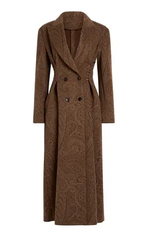 Etro Whipstitched Wool-Cashmere Coat Brown