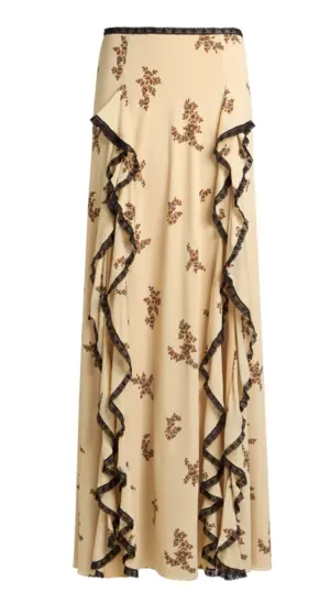 Etro Ruffled Crepe Maxi Skirt - Nude