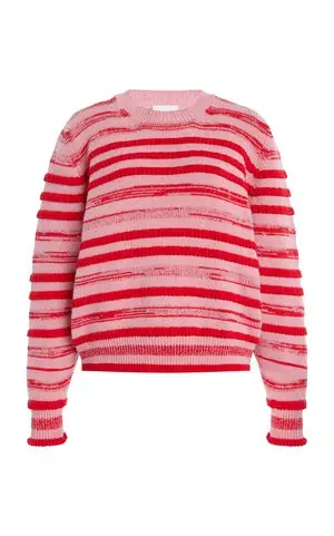 BARRIE Ruffled Striped Cashmere Pullover - Stripe