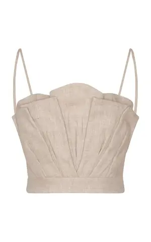 ANDRES OTALORA Amapolas Linen Corset Top