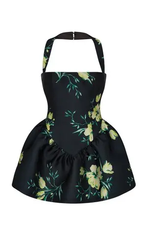 DE LA VALI Aura Floral Mini Dress - Black